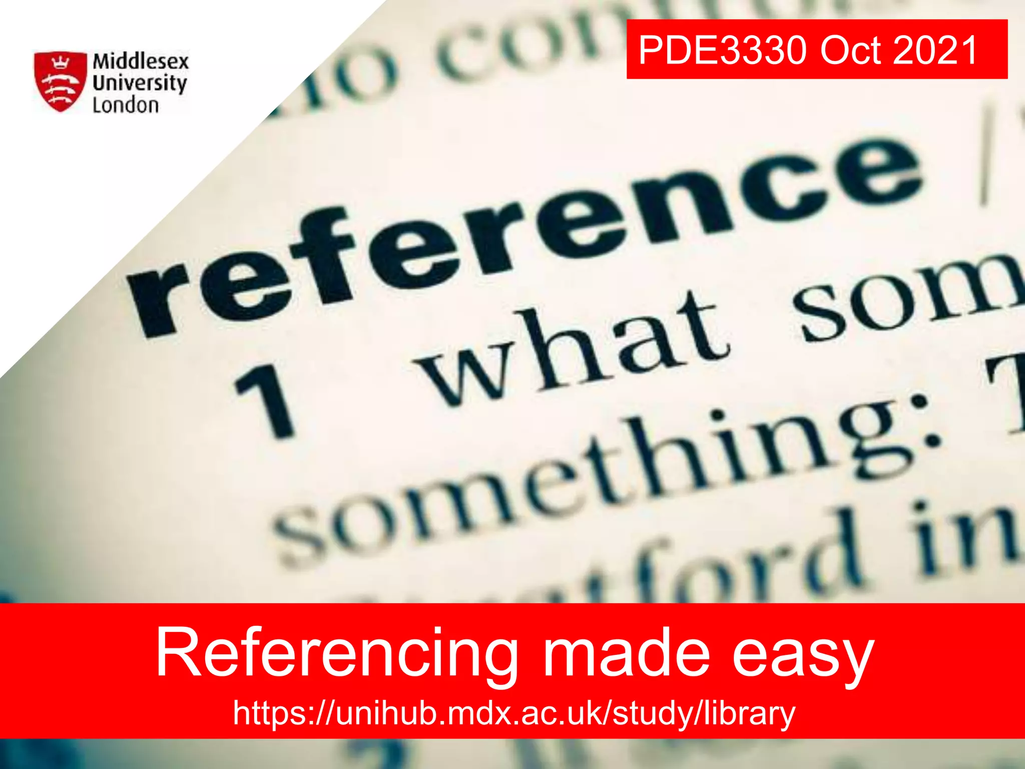 PDE3330 Referencing workshop Oct 2021 | PPTX