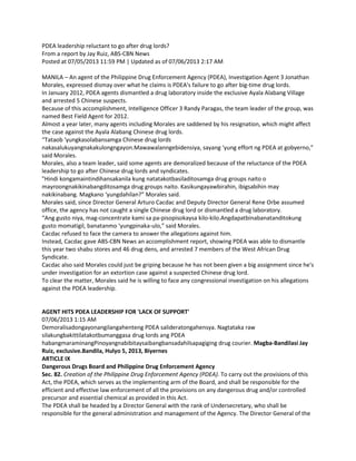 Pdea leadership reluctant to go after drug lords | PDF