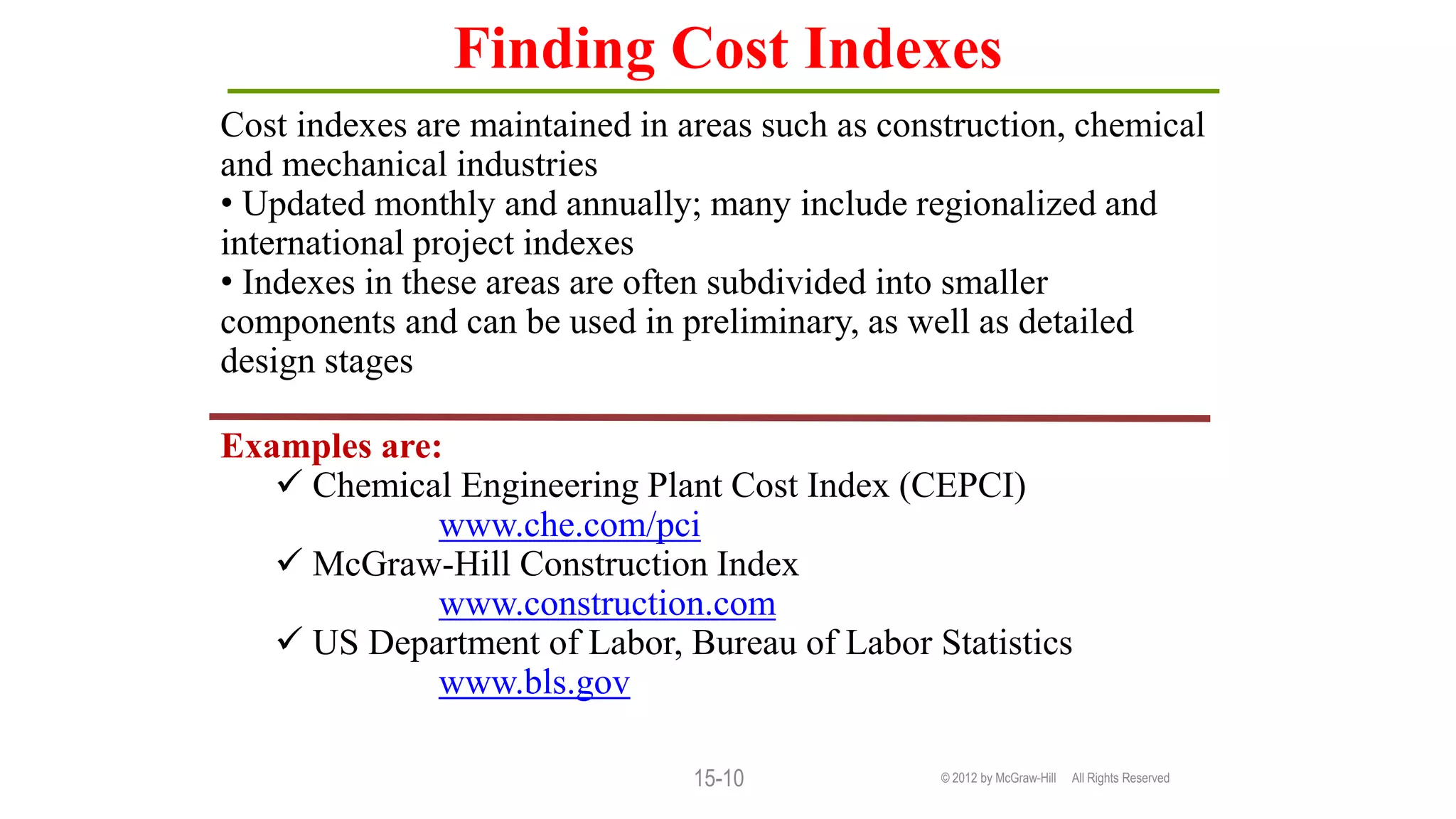 Cost Indices for Industrial Application | PPTX