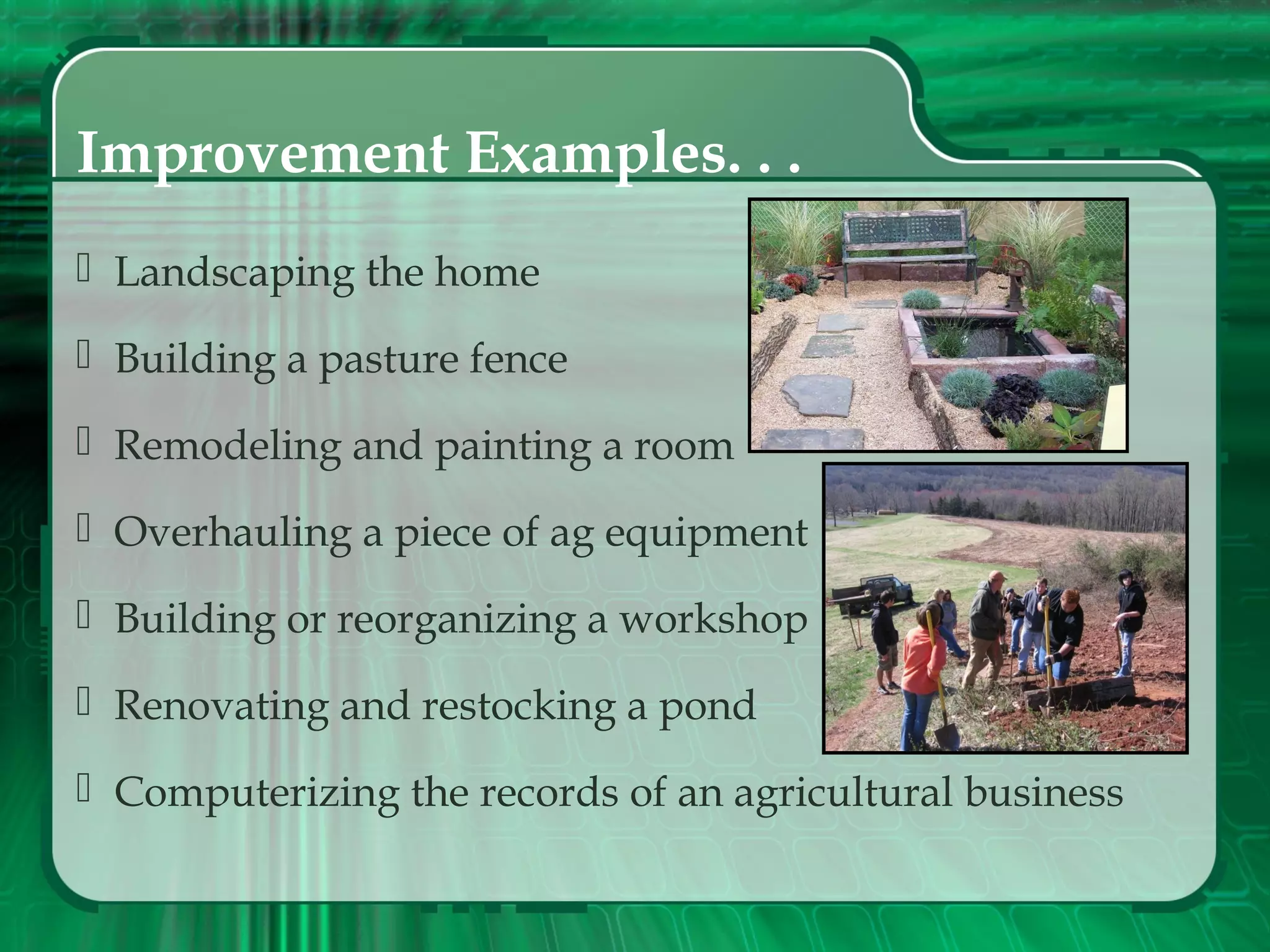 Pennsylvania Dept. of Ed. Supervised Agriculture Experience | PPT ...