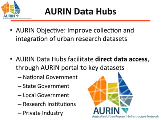 AURIN Data Hubs Supporting Smarter Cities - Phil Delaney, Locate14 | PPT