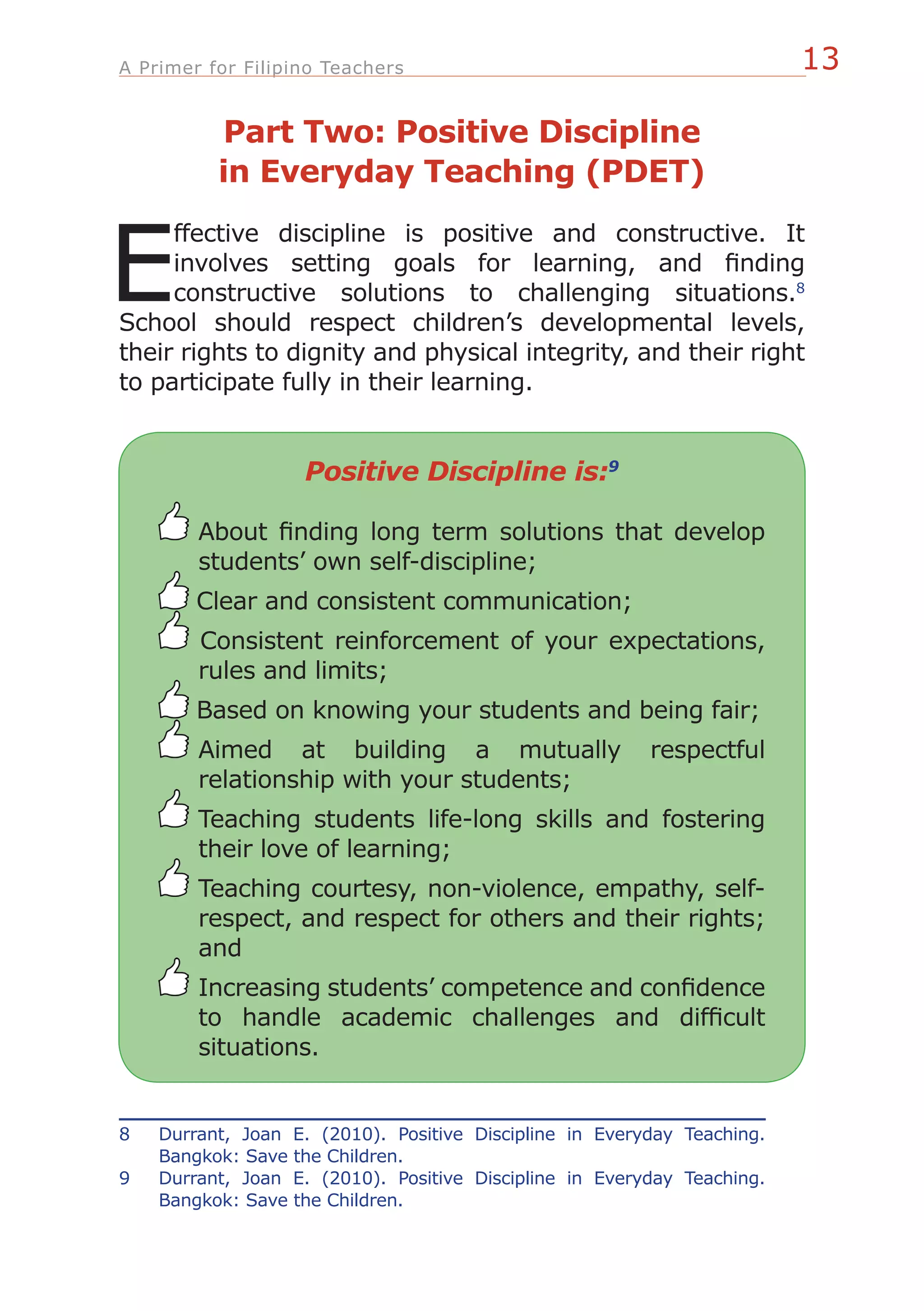Positive Discipline in Everyday Teaching Primer | PDF