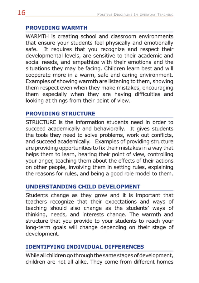 Positive Discipline in Everyday Teaching Primer | PDF | Parenting ...