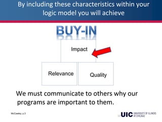 PDE Week 3 Developing and evaluating programs using the logic model | PPT