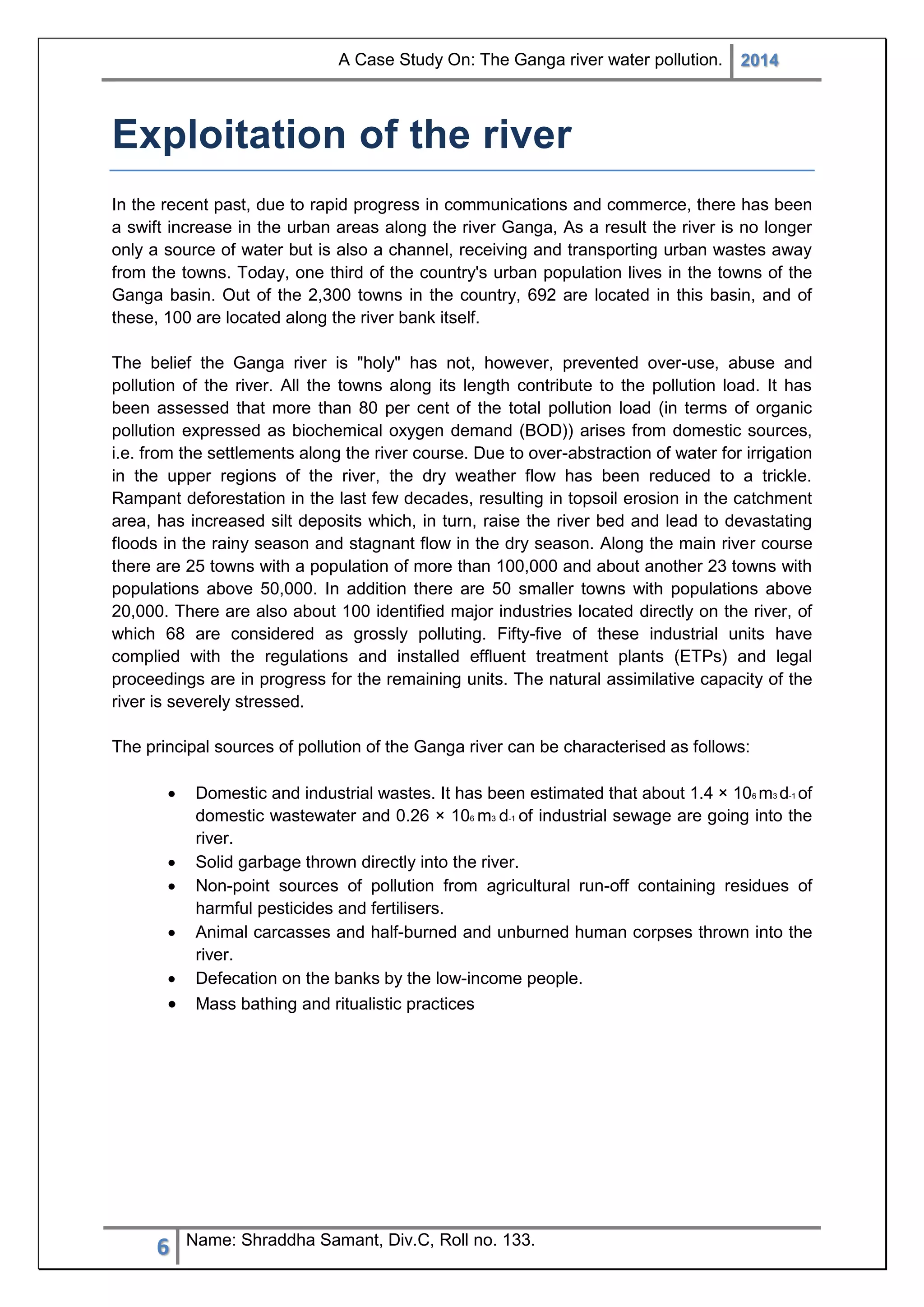 Case study on: Ganga water pollution | PDF