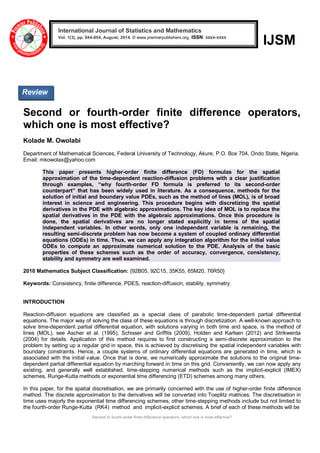 Second or fourth-order finite difference operators, which one is most effective? | PDF ...