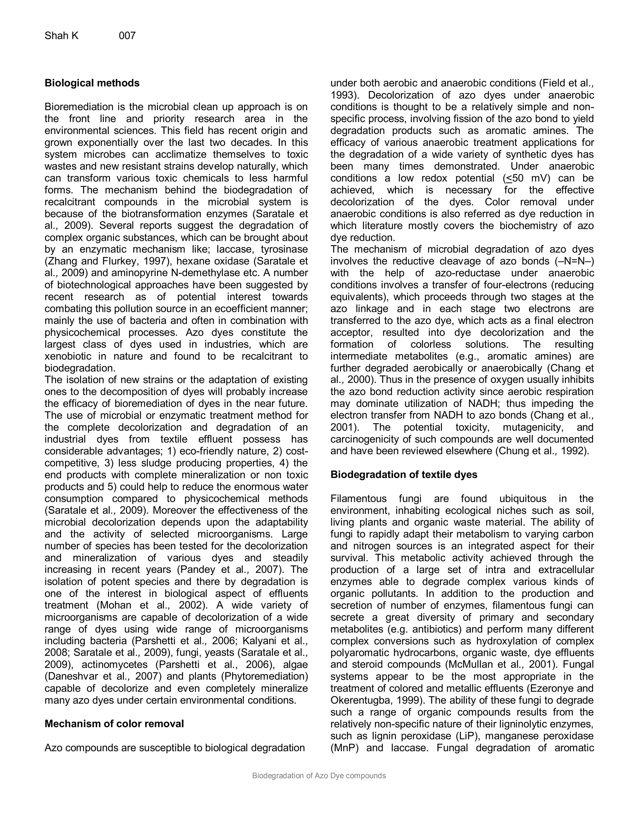 Biodegradation of Azo Dye compounds | PDF