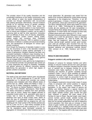 Gamma ray induced early generation polygenic variability in medium ...