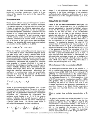 Reduction of toxicity from aqueous solution by low cost adsorbent: RSM ...