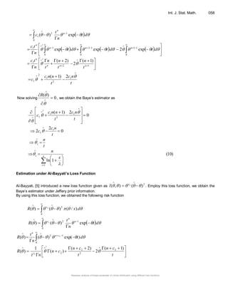 Bayesian analysis of shape parameter of Lomax distribution using different loss functions | PDF