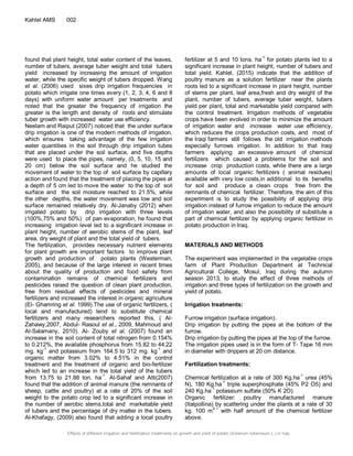Effects of different irrigation and fertilization treatments on growth ...