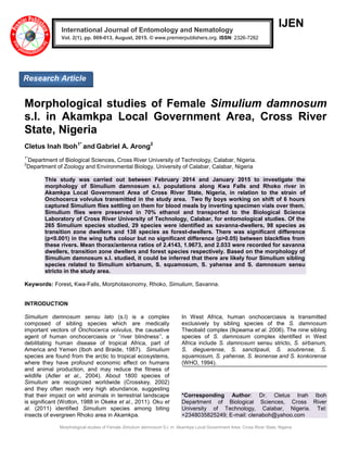 Morphological studies of Female Simulium damnosum s.l. in Akamkpa Local ...