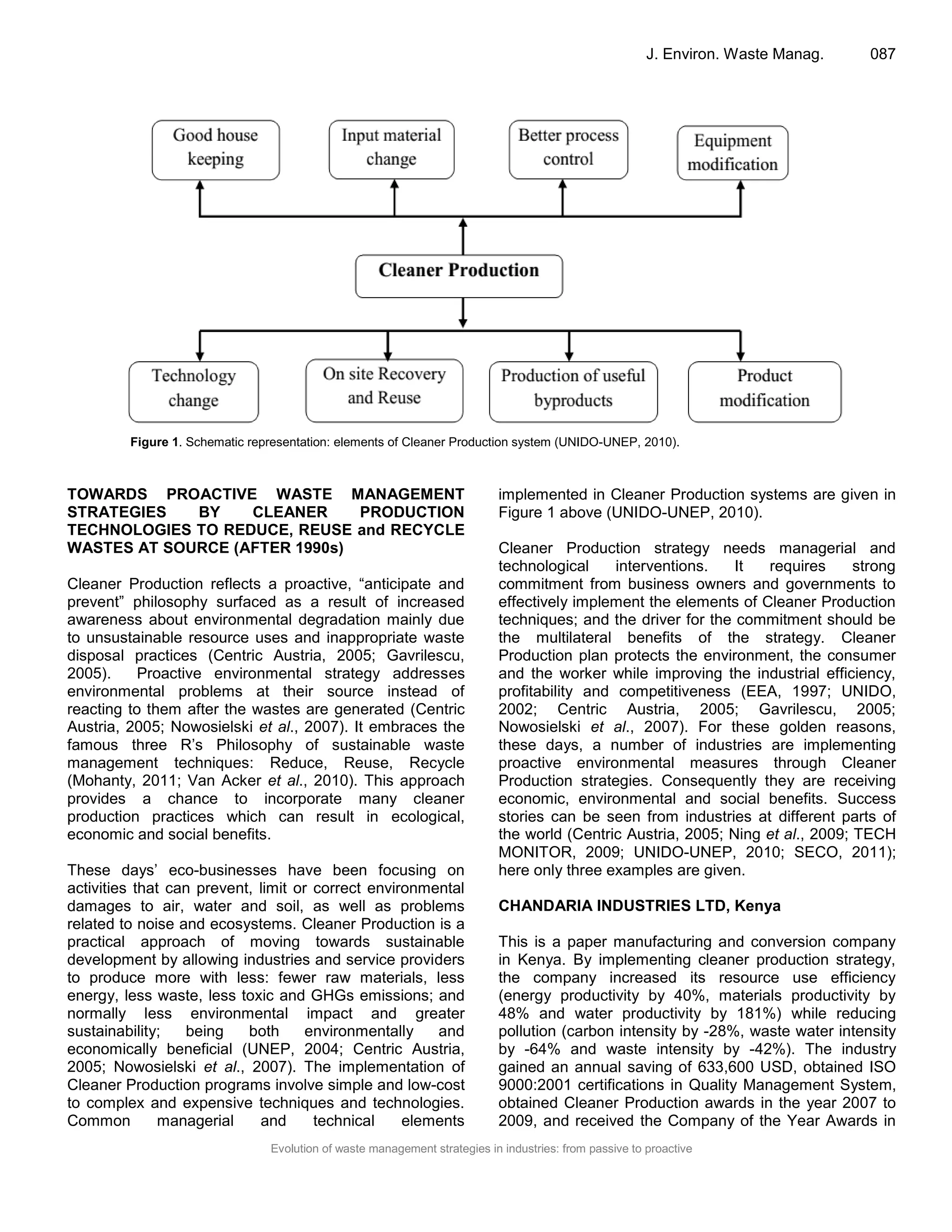 Evolution of waste management strategies in industries: from passive to ...