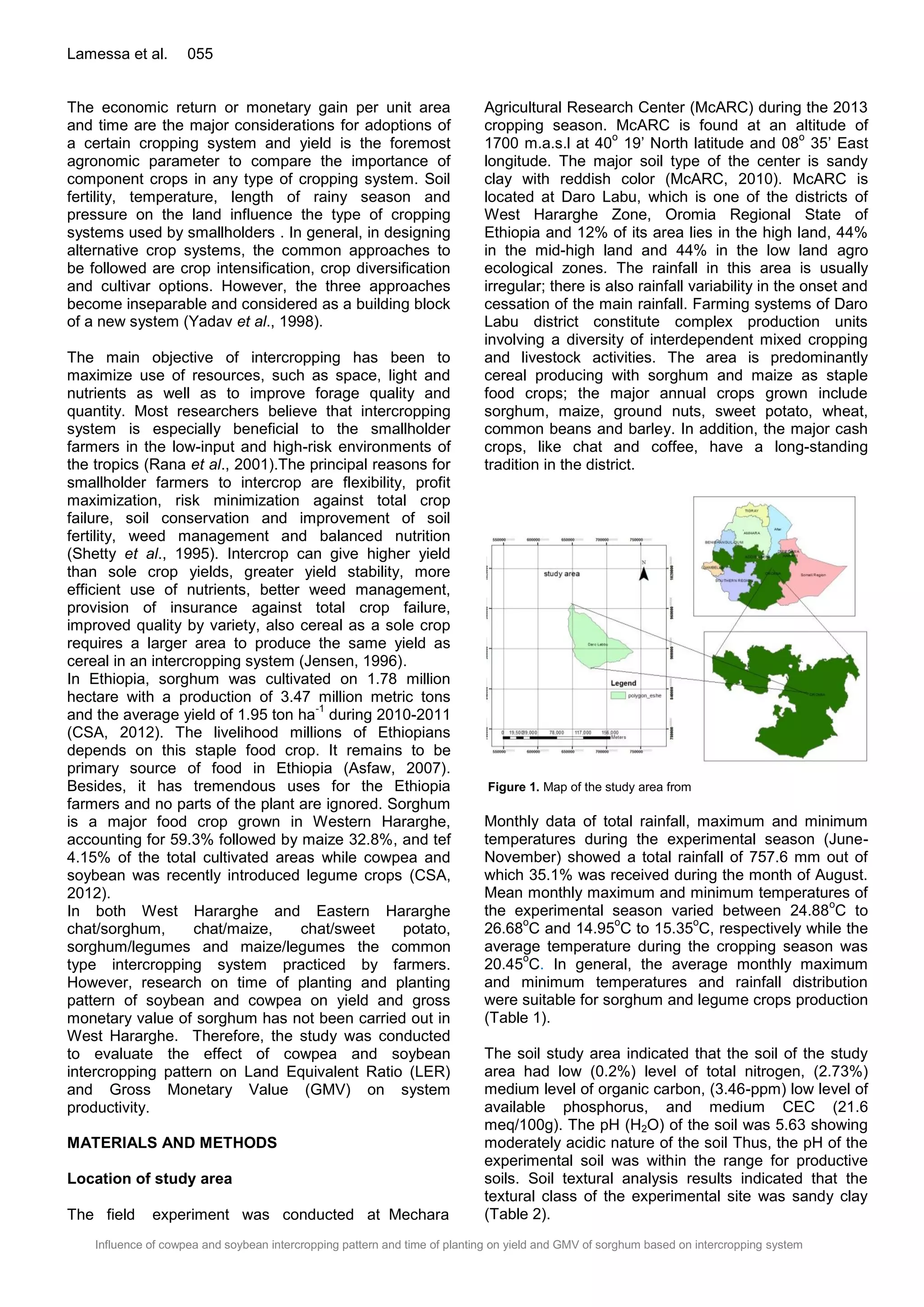 Influence of cowpea and soybean intercropping pattern and time of ...