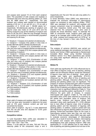 Influence of cowpea and soybean intercropping pattern and time of ...