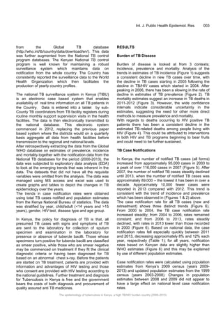 The epidemiology of tuberculosis in Kenya, a high TB/HIV burden country ...