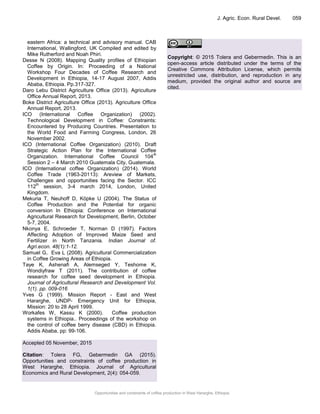 Opportunities and constraints of coffee production in West Hararghe ...