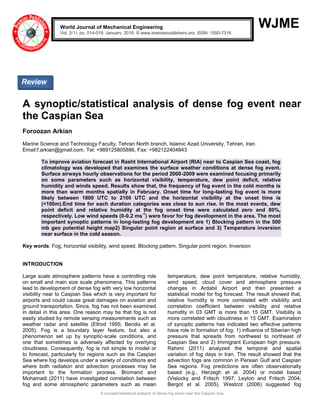 A synoptic/statistical analysis of dense fog event near the Caspian Sea | PDF