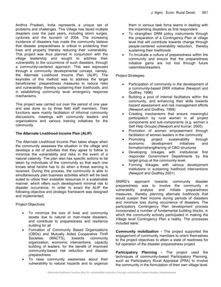 Alternate livelihood income plan for vulnerability reduction through ...