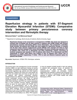 Reperfusion strategy in patients with ST-Segment Elevation Myocardial Infarction (STEMI ...