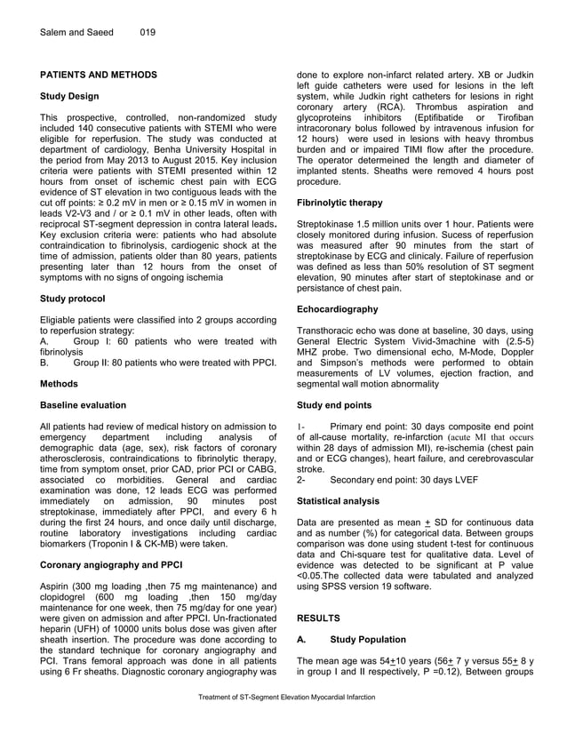 Reperfusion strategy in patients with ST-Segment Elevation Myocardial Infarction (STEMI ...