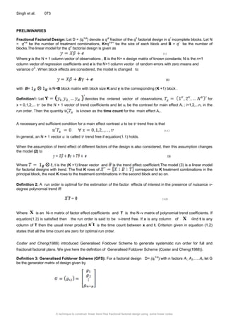 A technique to construct linear trend free fractional factorial design using some linear codes ...