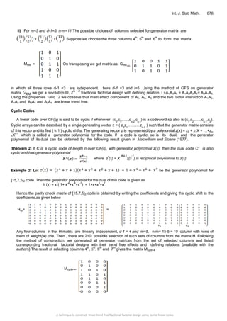 A technique to construct linear trend free fractional factorial design using some linear codes ...