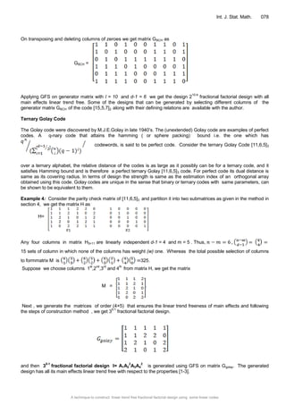 A technique to construct linear trend free fractional factorial design using some linear codes ...