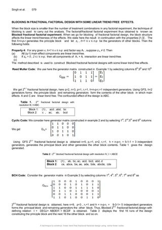 A technique to construct linear trend free fractional factorial design using some linear codes ...