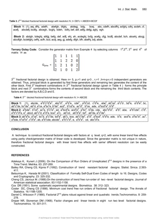A technique to construct linear trend free fractional factorial design using some linear codes | PDF