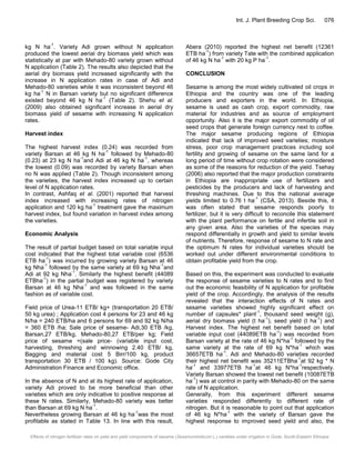 Effects of nitrogen fertilizer rates on yield and yield components of ...