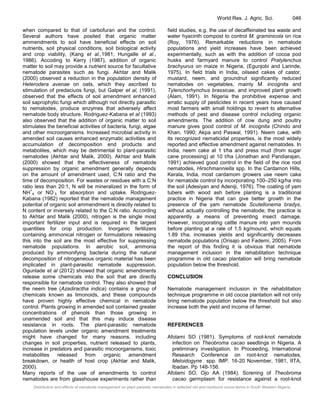 Distribution and effects of nematode management on plant parasitic nematodes in selected old and ...