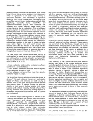 Causes and possible solutions of seasonal food insecurity (Monga ...