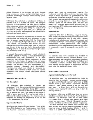 Participatory variety selection of Faba Bean for yield components and yield at highlands of West ...
