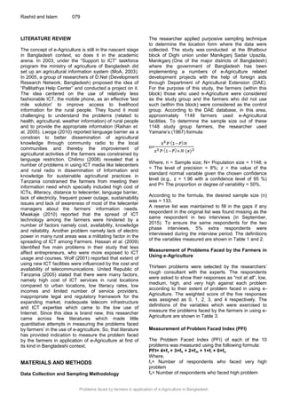 Problems faced by farmers in application of e-Agriculture in Bangladesh ...