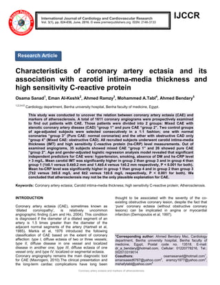 Characteristics of coronary artery ectasia and its association with ...