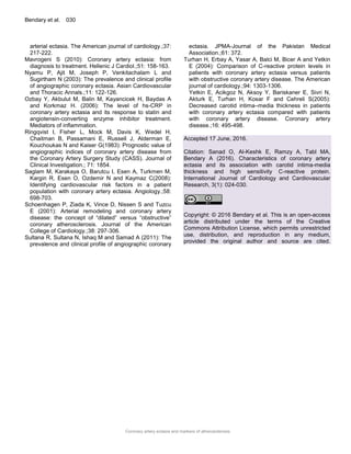 Characteristics of coronary artery ectasia and its association with carotid intima-media ...