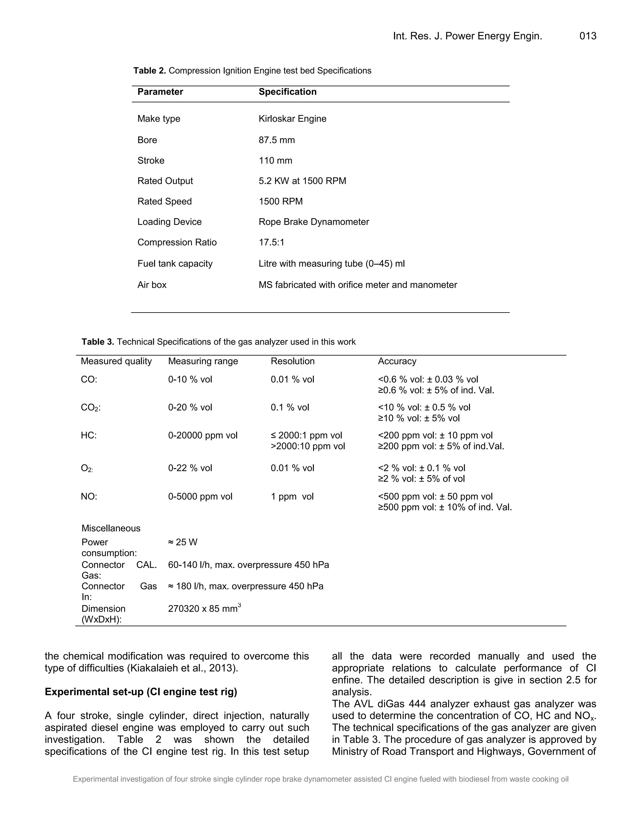 Experimental investigation of four stroke single cylinder rope brake ...