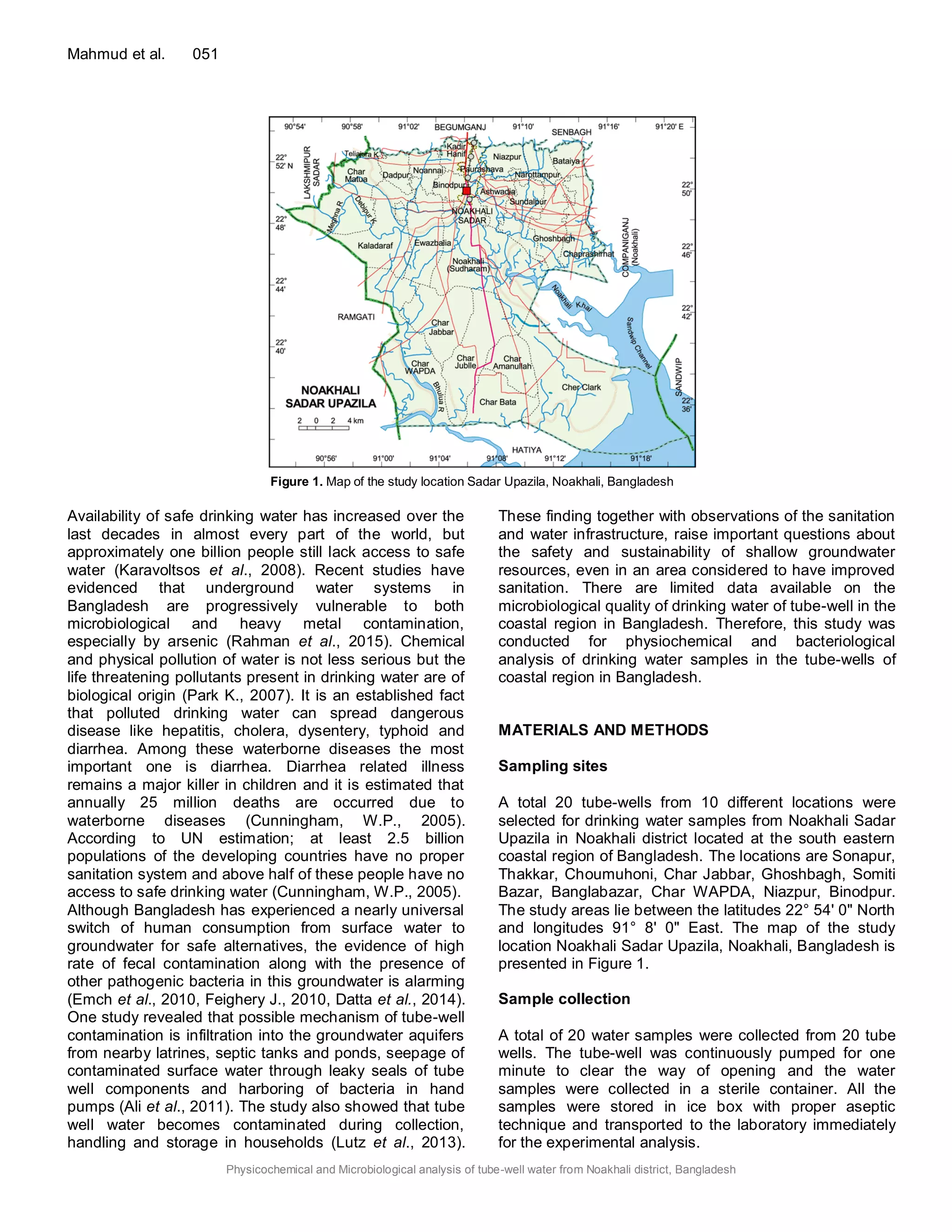 Physicochemical and Microbiological analysis of tube-well water from ...