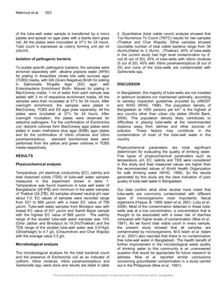 Physicochemical and Microbiological analysis of tube-well water from Noakhali district ...