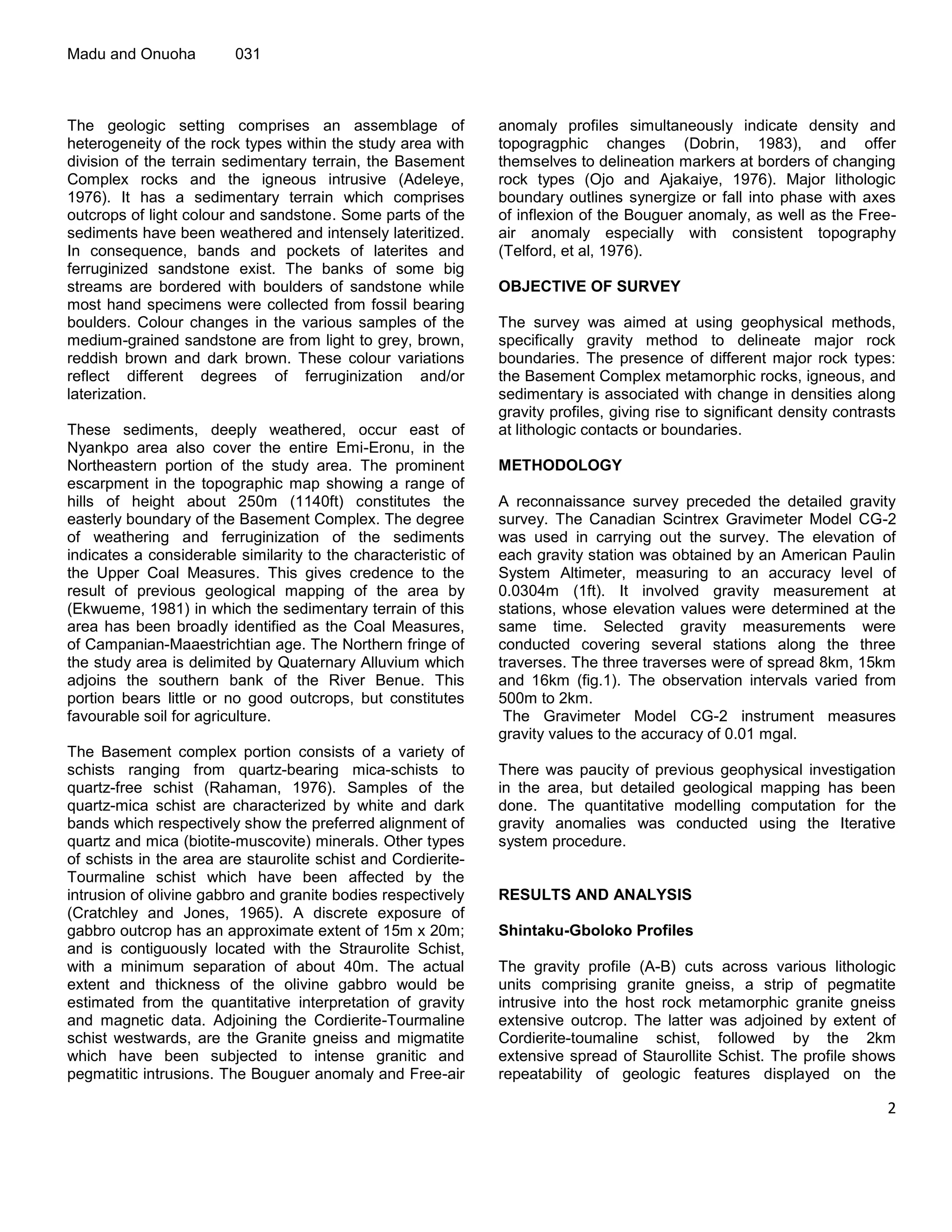 Bouguer anomaly and free-air anomaly correlation signatures in parts of ...