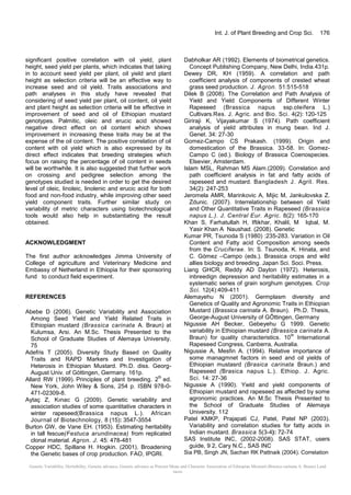 Genetic variability, heritability, genetic advance, genetic advance as percent mean and ...