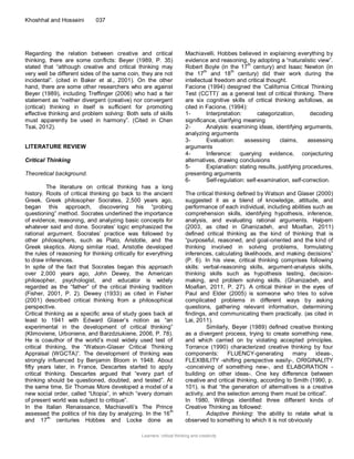 The relationship between creativity and logical thinking: A case of Iranian ESP teachers | PDF