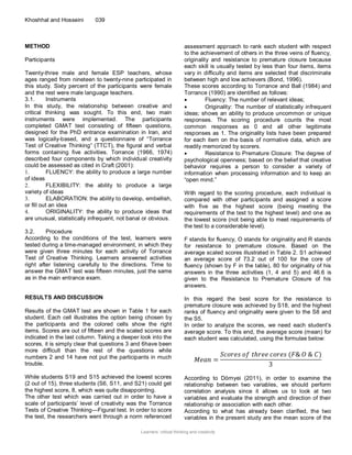 The relationship between creativity and logical thinking: A case of ...