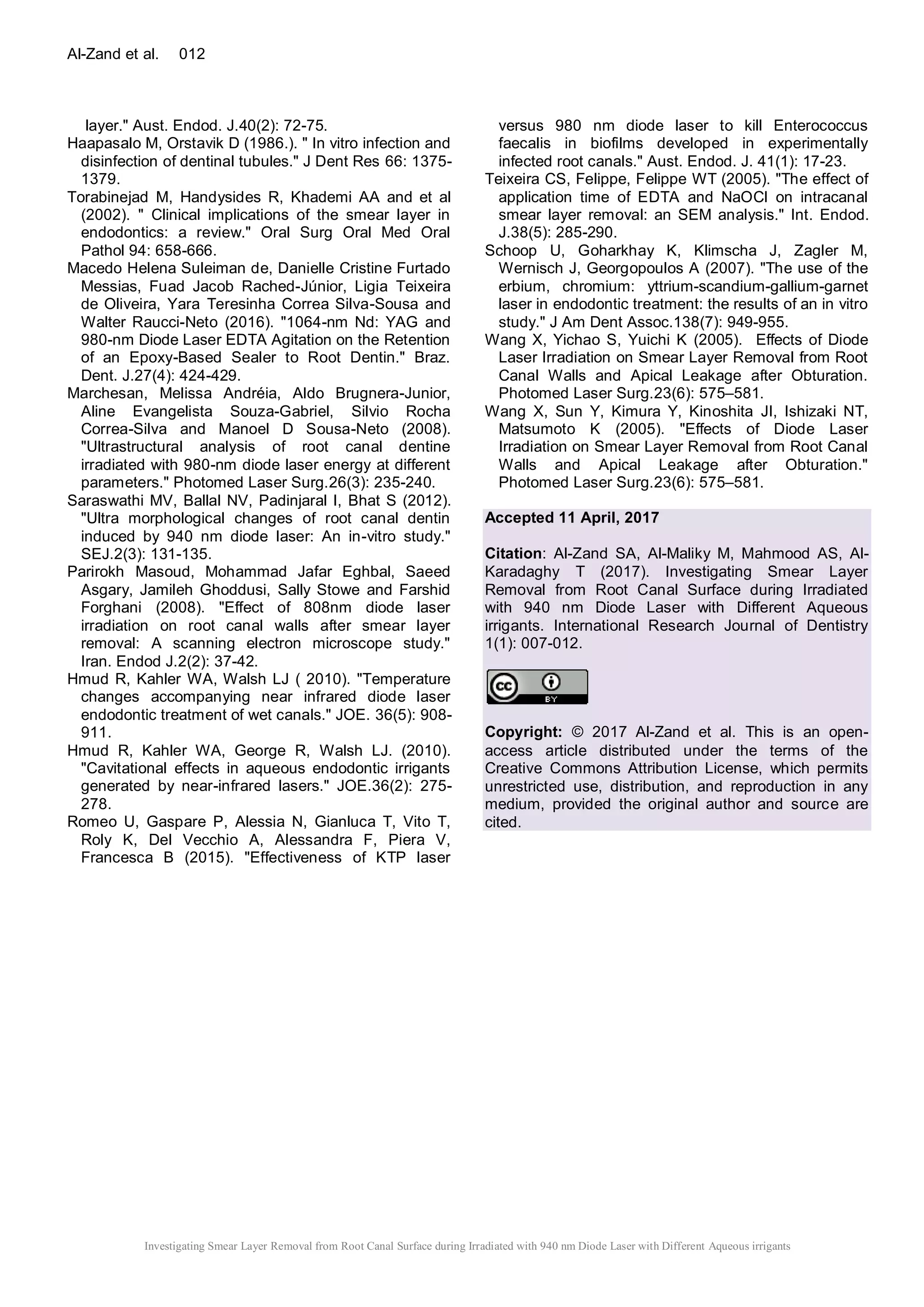 Investigating smear layer removal from root canal surface during ...