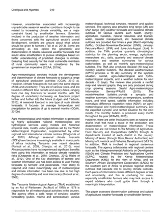 Dissemination of agricultural weather forecasts under weather and ...