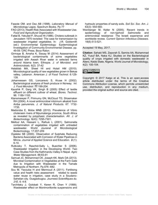 Studies on the Bacteriological quality of vegetable crops irrigated ...