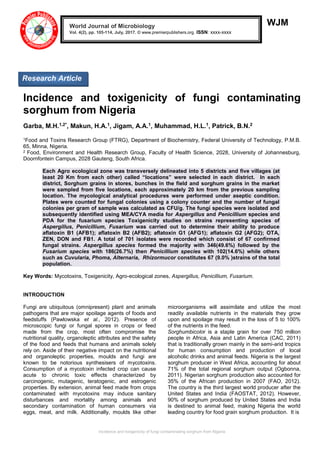 Incidence and toxigenicity of fungi contaminating sorghum from Nigeria | PDF