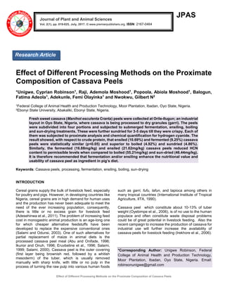 Effect of Different Processing Methods on the Proximate Composition of Cassava Peels | PDF ...