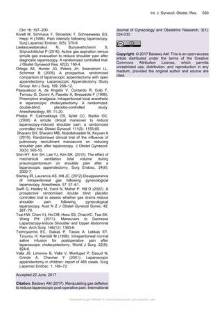 Manipulating gas deflation to reduce laparoscopic post-operative pain | PDF